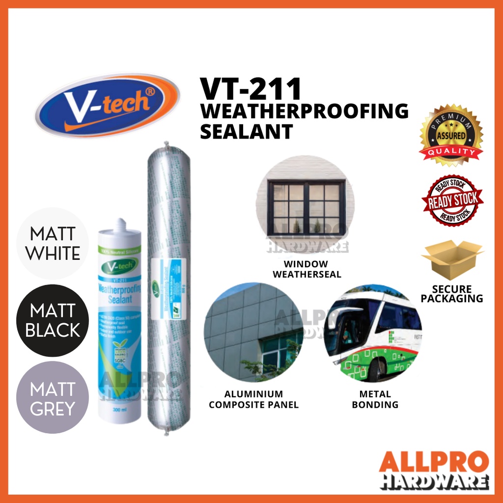 VT-211 Weatherproofing 100% Neutral Silicone Sealant MATT BLACK / MATT ...