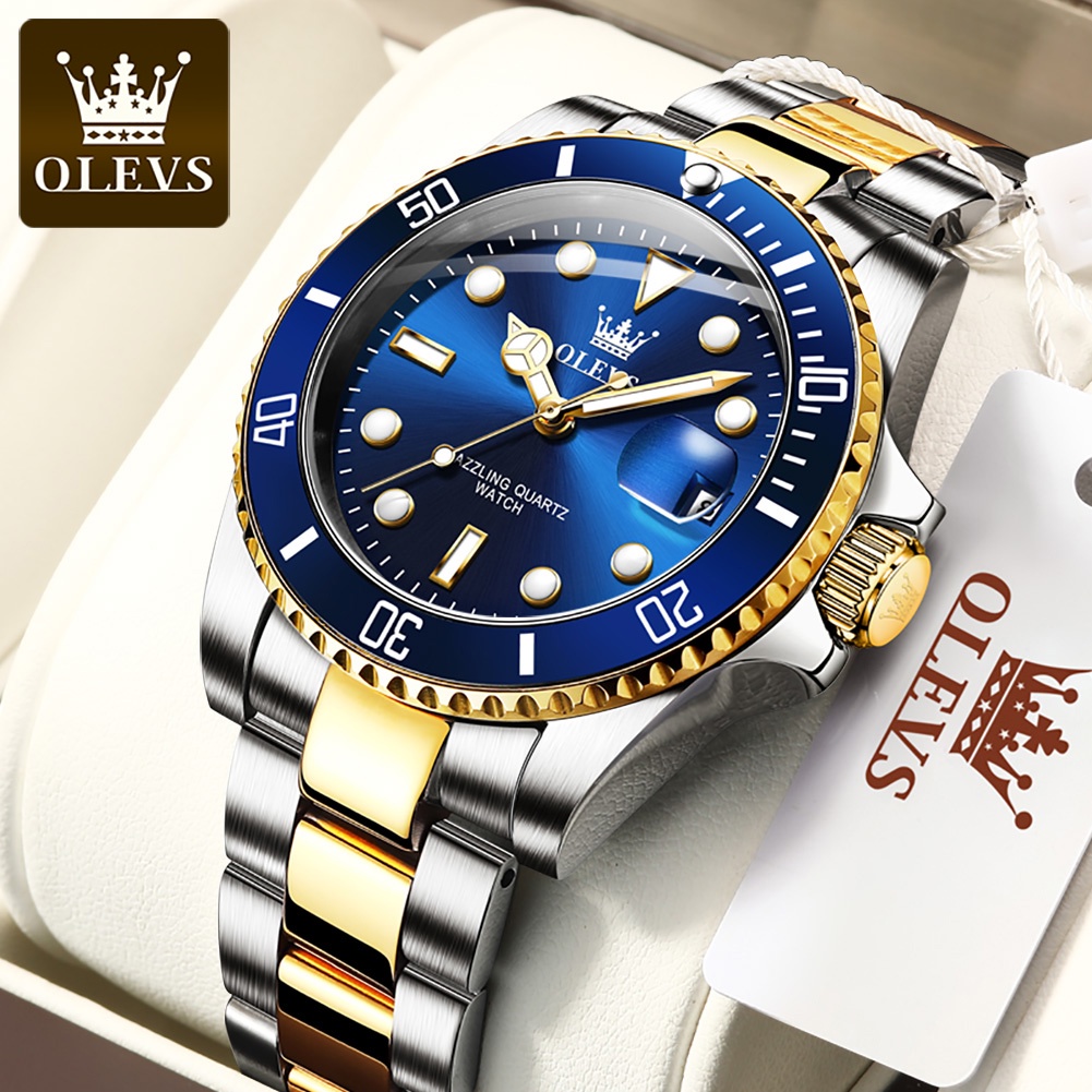 OLEVS Jam Tangan Lelaki Besi Tahan air Original Waterproof Watch Men ...