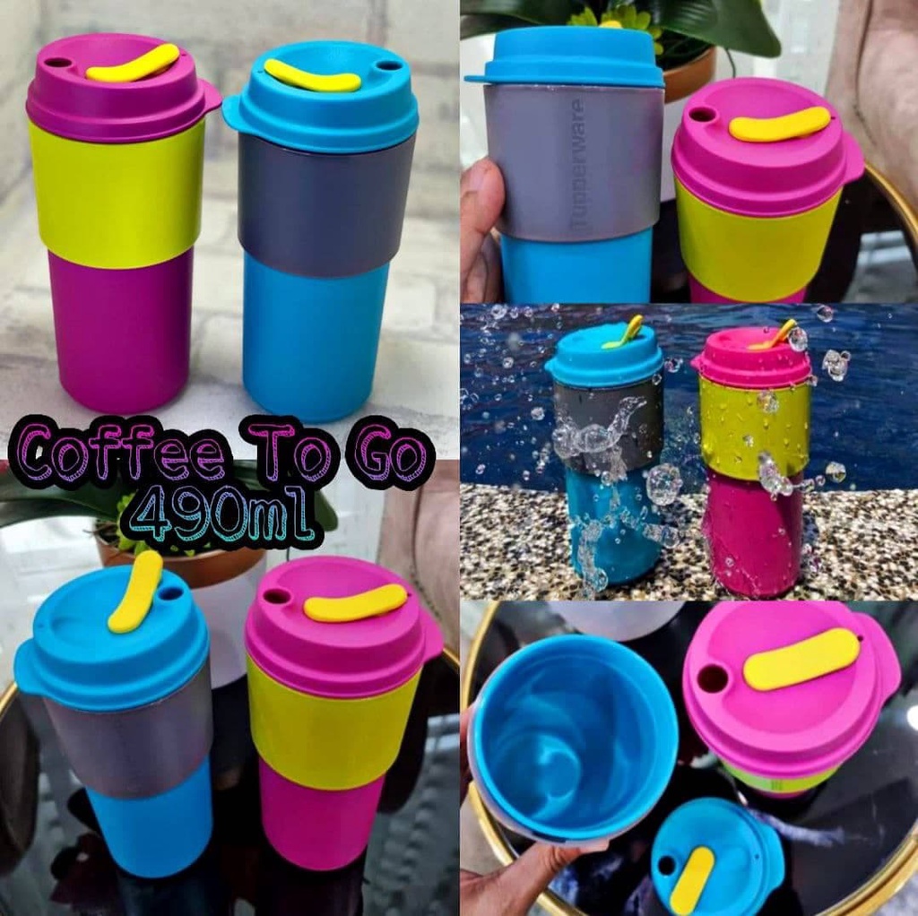 Tupperware Coffee To Go 490ml Pink Blue / mini HOT / COLD Flask GREEN x 1 water tumbler hot ...