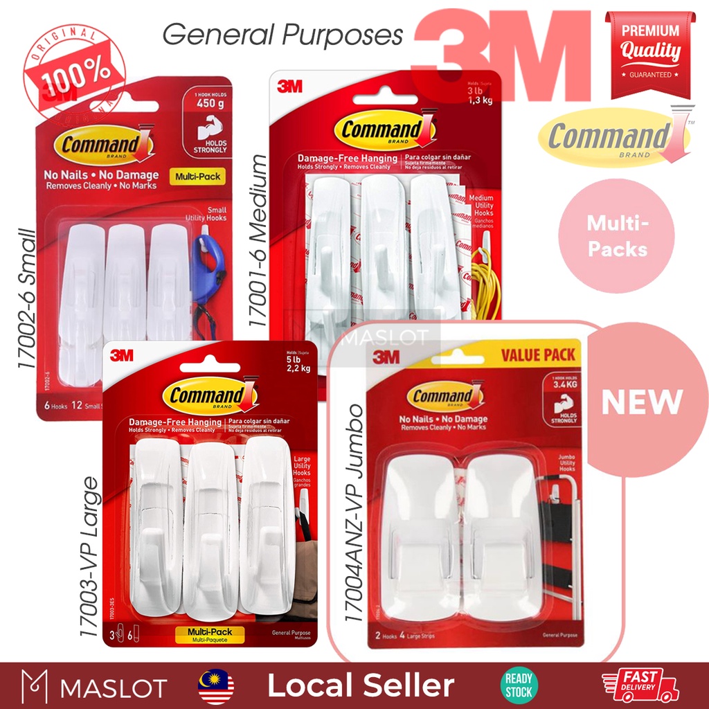 3M Command (Multipack) Utility Hooks General Purposes 17001/17002/17003 ...
