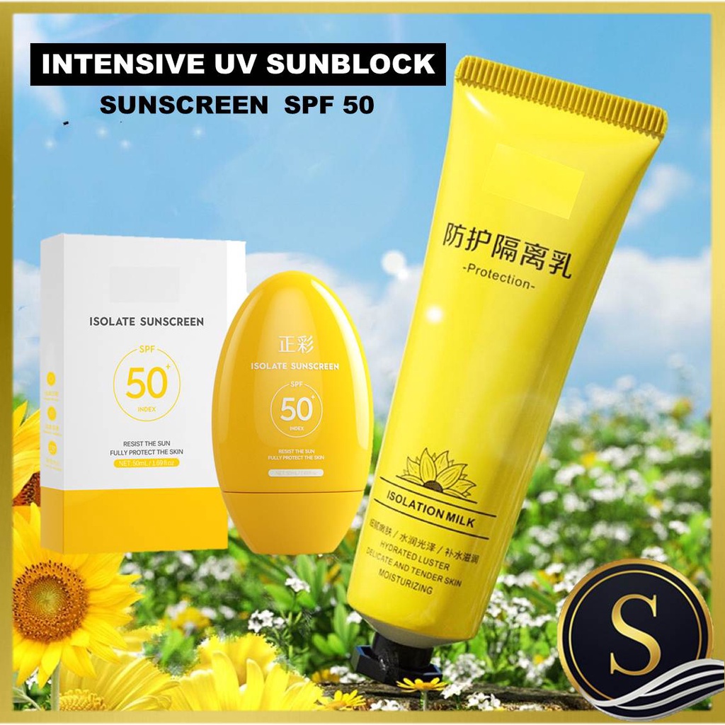 Sunscreen SPF 50 Sunblock Isolation Milk UV Shield Intensive Isolate Sun Protection 50ml ...
