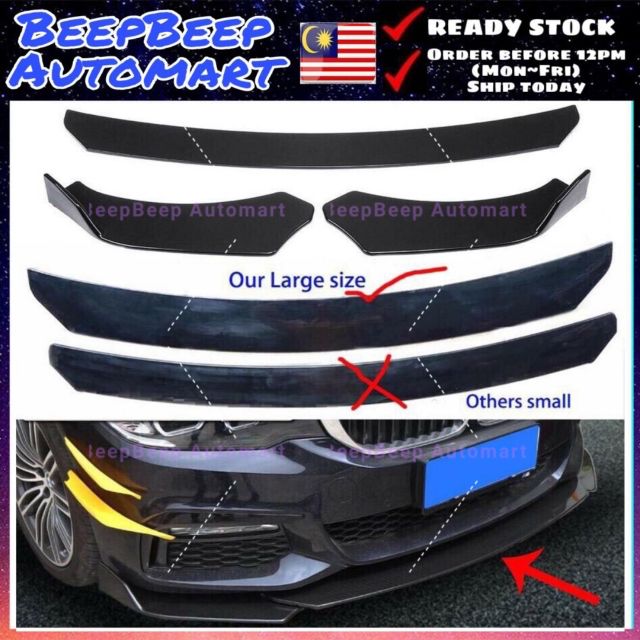 Car Universal FRONT BUMPER DIFFUSER Lip Wrap Angle Splitters Black ...