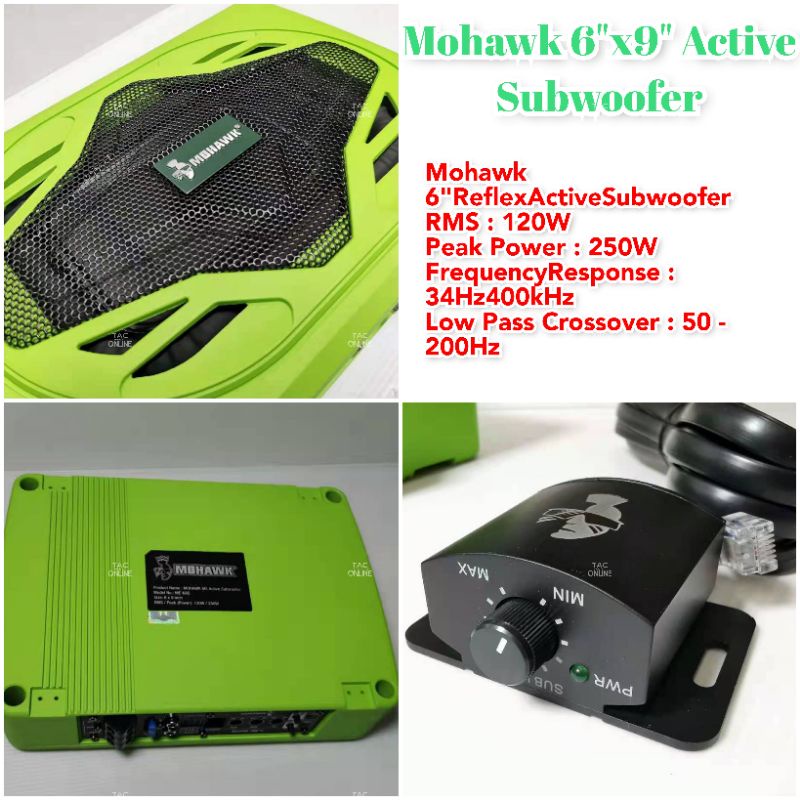 Mohawk Super Slim Car Woofer Power Bass Seat Active Subwoofer Built in ...