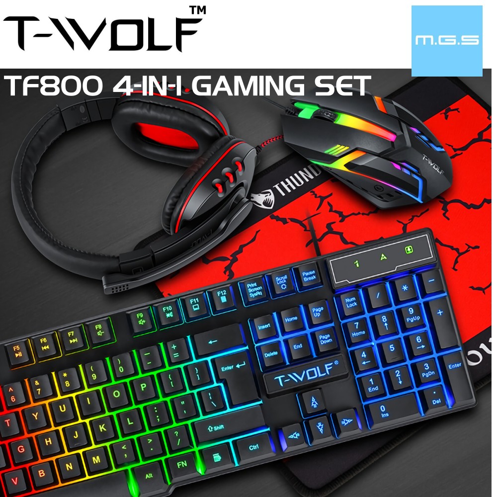 T Wolf Tf800 4 In 1 Gaming Keyboard Mouse Headset Mousepad Gaming Set
