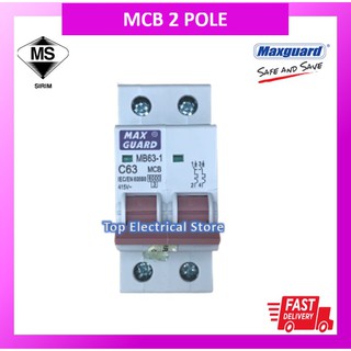 MAXGUARD 2 POLE MCB 20A/32A/40A/63A MINIATURE CIRCUIT BREAKER SIRIM APPROVED | Shopee Malaysia