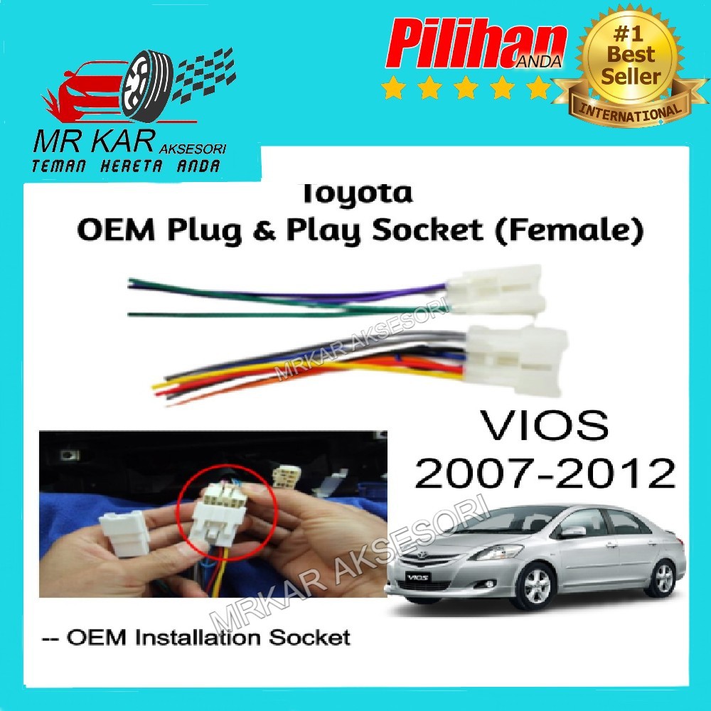 Toyota Vios 2007-2012 Plug and Play Socket Cable Player + Antenna ...