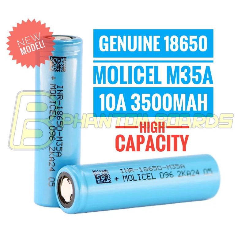 🔥[FLAT/BUTTON TOP] 18650 ORIGINAL Molicel M35A 3500mAh 10A High ...