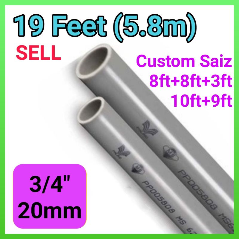 19Feet PVC PIPE 3/4" 20mm (PPK) | Shopee Malaysia
