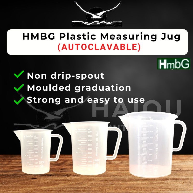 PREMIUM Plastic Measuring Jug (500-5000ml) Autoclavable Permanent ...