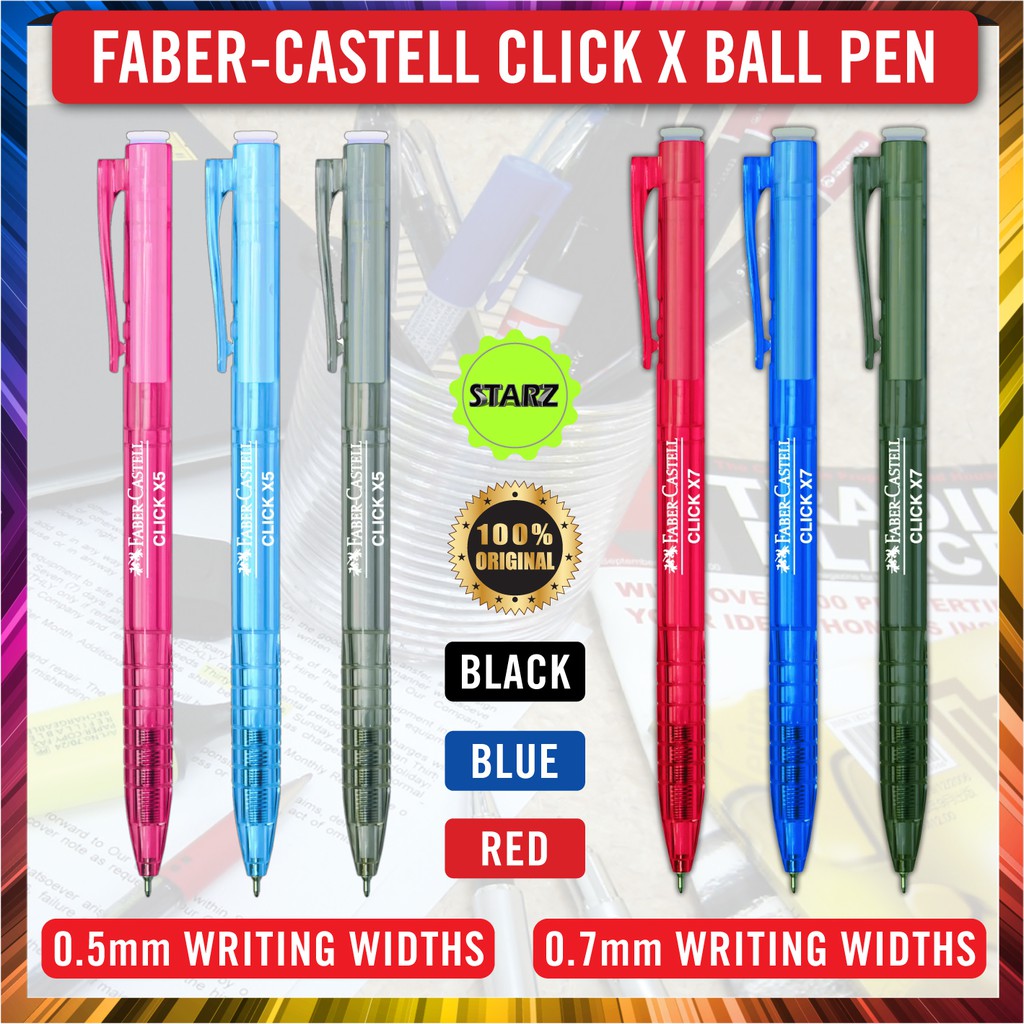 Faber Castell Click X Ball Pen / Click X5 0.5mm 1425 / Click X7 0.7mm ...