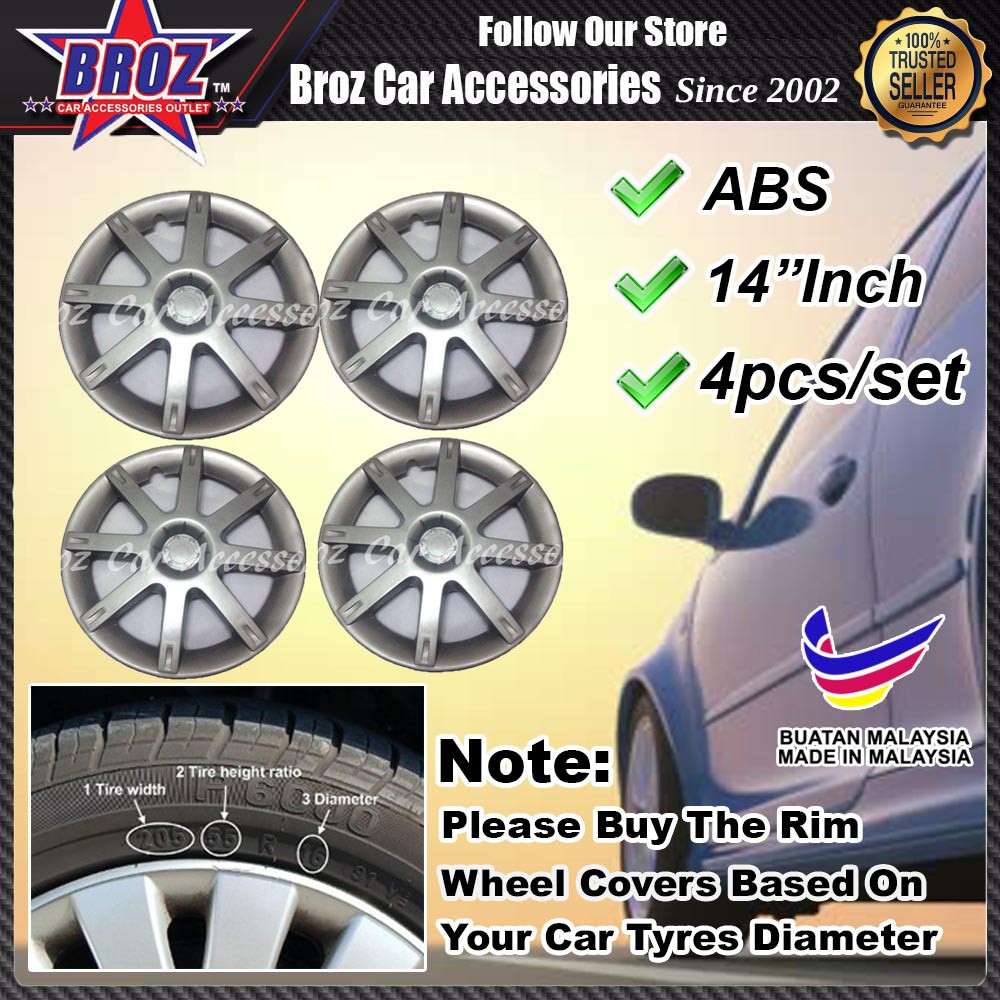 4pcs Proton Saga 2 Iswara 14" Inch ABS Wheel Cover Rim Center Hub Caps ...