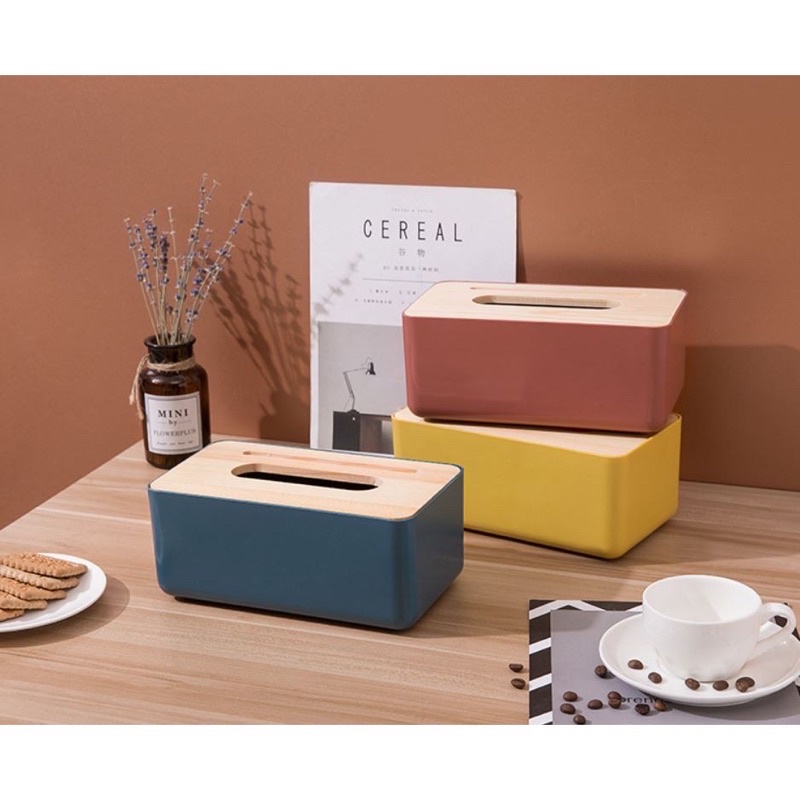 READY STOK🇲🇾🇲🇾🇲🇾Wooden Box Tissue Tempat tissue box colorfull | Shopee ...