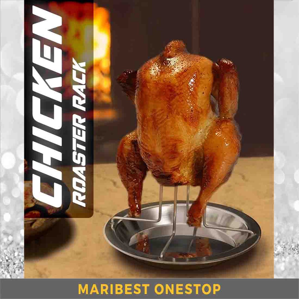 VERTICAL DUCK CHICKEN ROASTING BBQ STAND NON-STICK HOLDER BOWL GRILL ...