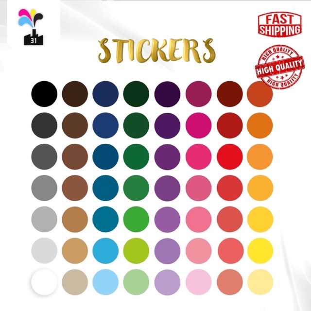 56 colour sticker colours stickers lebel solid colours dark to light ...