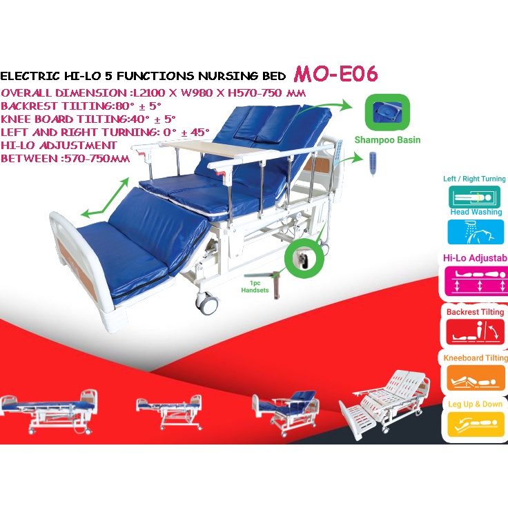 Mobilis Electric 5 Functions Nursing Bed / Katil Kejururawatan Elektrik 5 Fungsi (MO-E06 ...