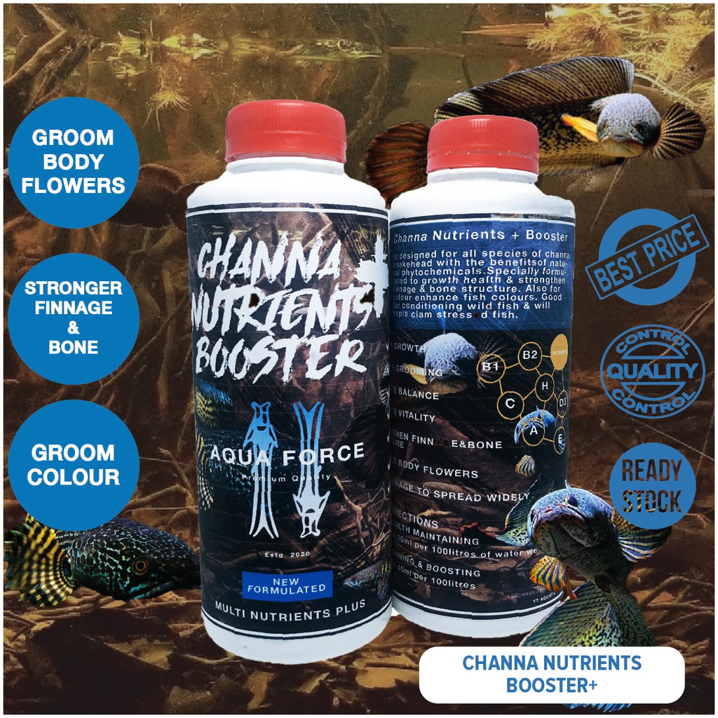 ALL IN 1 CHANNA VITAMIN BOOSTER / GROOM COLOUR / FLARE TONIC / HILANGKAN STRESS IKAN - aquarium ...