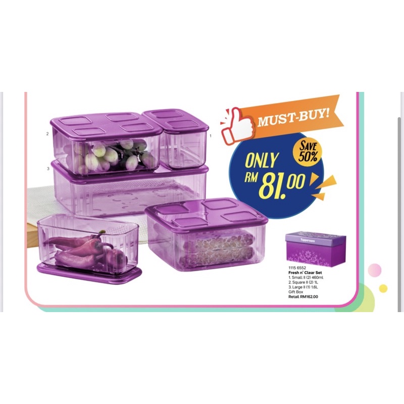 Tupperware Fresh n'Clear Set With Gift Box | Shopee Malaysia