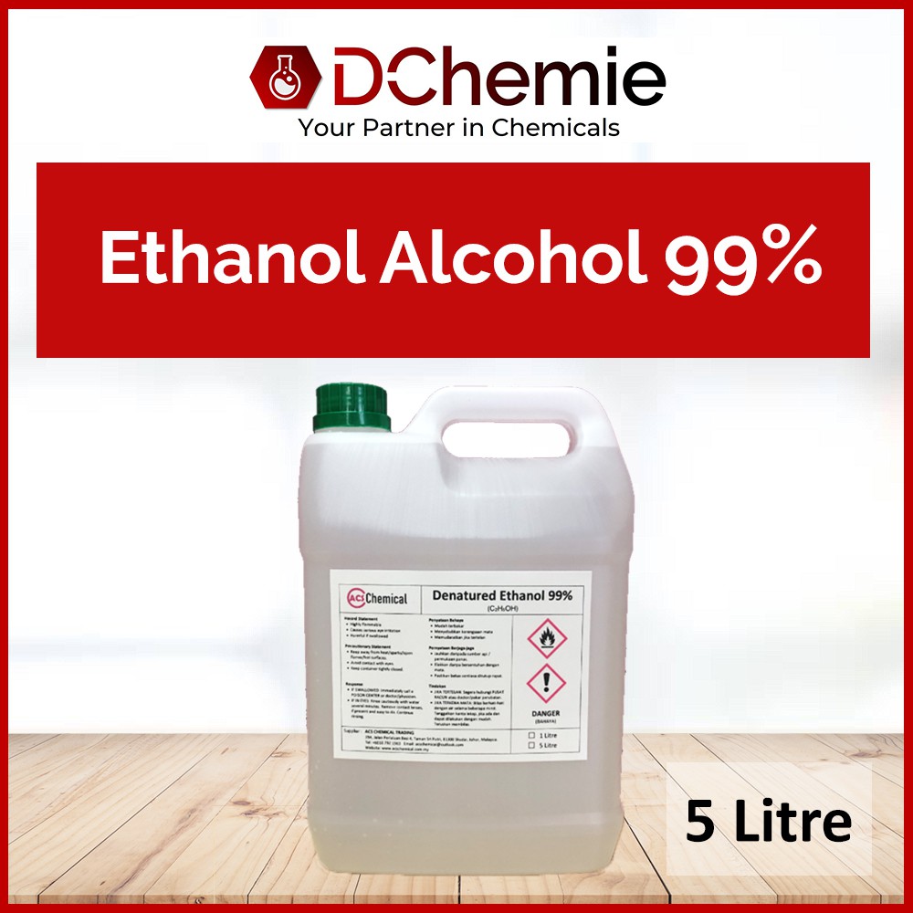 Ethanol Alcohol 75% / 95% / 99% [5000ML] Sanitizer / Solvent / Medical ...