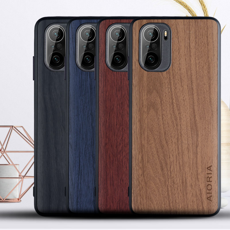 Xiaomi Poco F3 case wooden pattern skin TPU+ PC covers 3in1 material ...