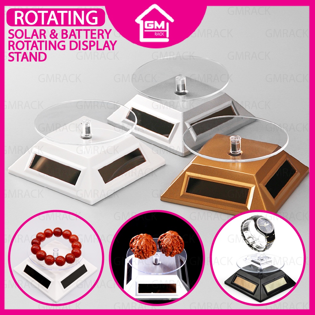[GMRACK] SOLAR & BATTERY DOUBLE POWERED ROTATING DISPLAY STAND | Shopee ...