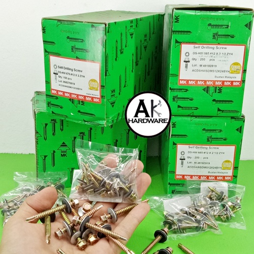 (Box) MK SELF DRILLING SCREW DS-HW10 DSHW10 SKRU BESI BUMBUNG SKRU BESI ...