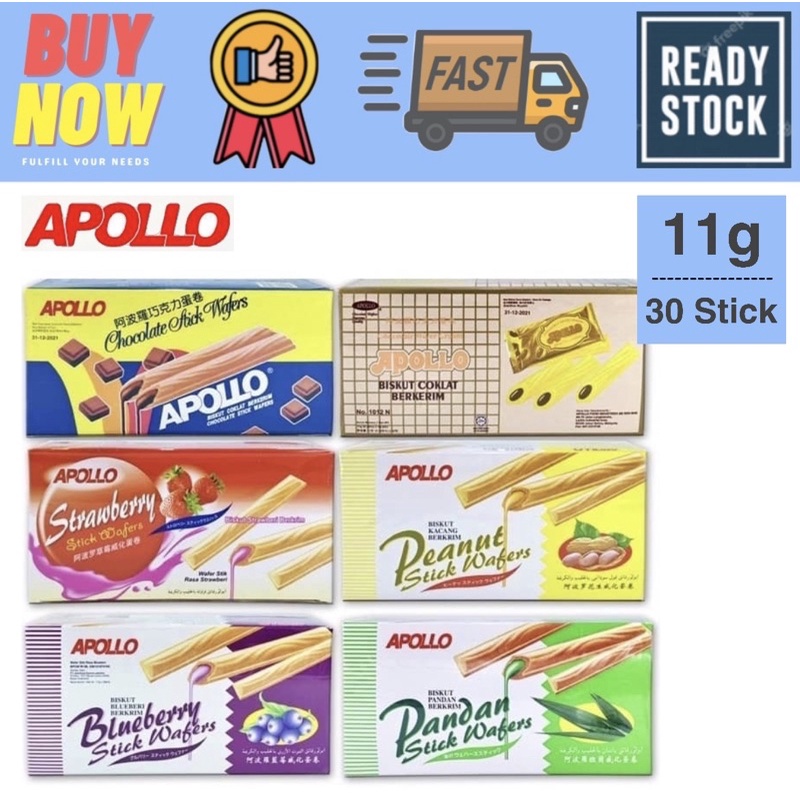 Apollo Wafer Stick 6 flavor (11g x 30's) | Shopee Malaysia
