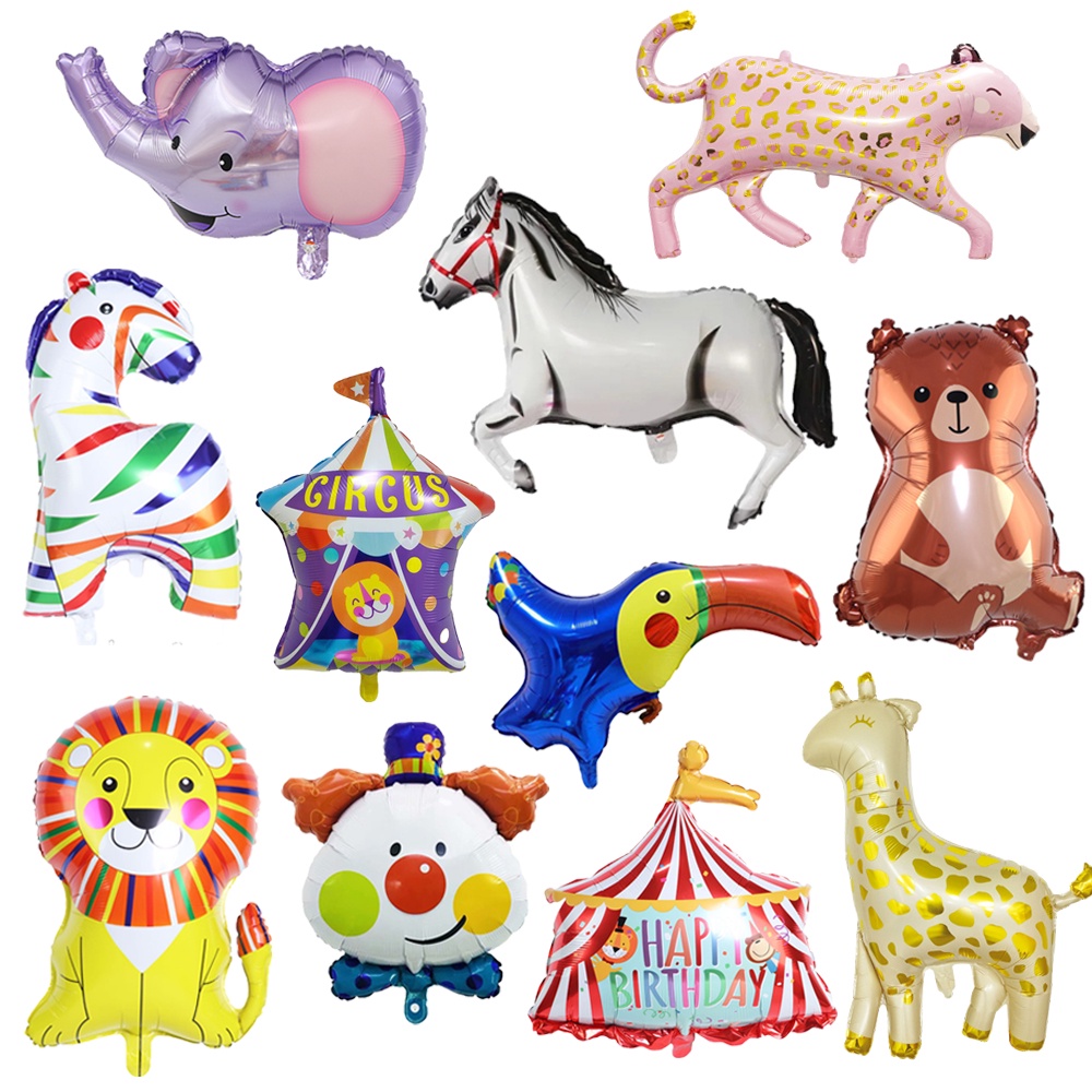 Carnival Circus Zoo Theme Animals Foil Balloons Zebra Elephant Tiger ...