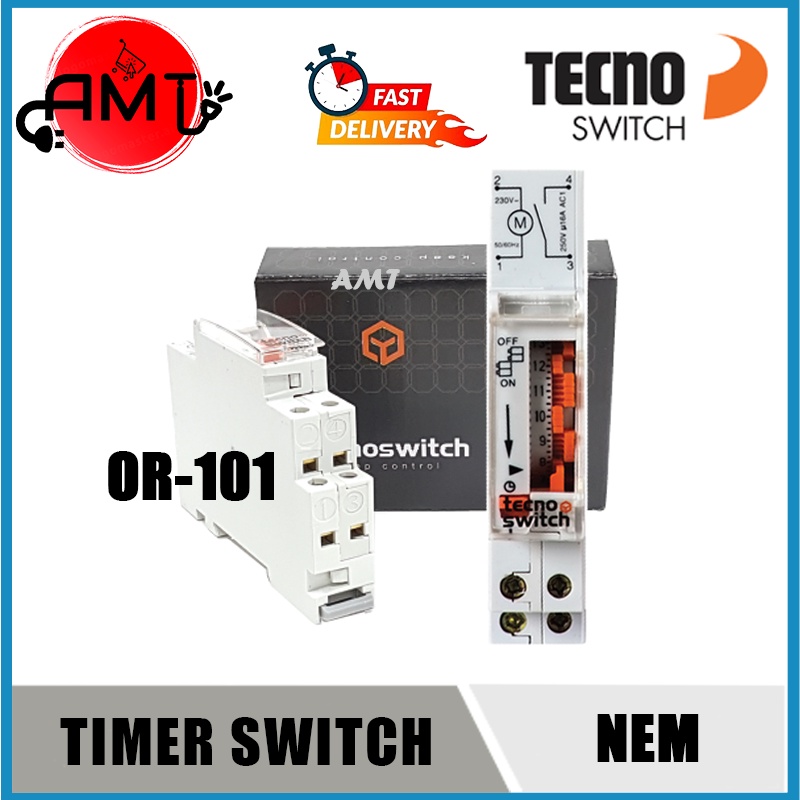 TECNO DIGITAL TIME SWITCH 24HOUR DIN RAIL TYPE OR101 30MINS | Shopee ...