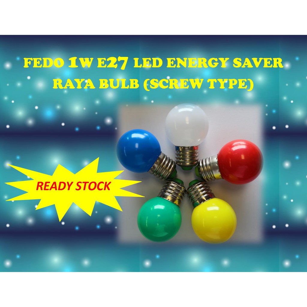 FEDO 1W E27 LED ENERGY SAVER COLOUR BULB (SCREW TYPE) | Shopee Malaysia