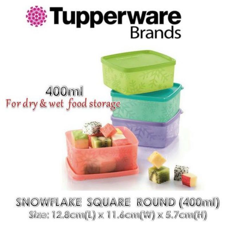 (READY STOCK) Bekas Sejukbeku Tupperware Snowflakes Square Round set ...