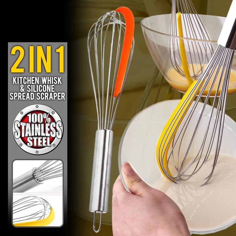 Elantas 2 IN 1 Kitchen Stir Whisk & Silicone Batter Scraper | Shopee ...
