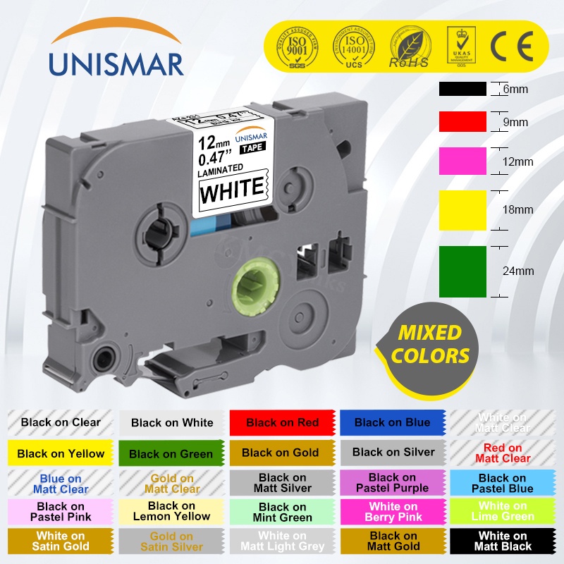 6mm 9mm 12mm Compatible for Brother Label Tape TZe-231 tze231 tze131 ...