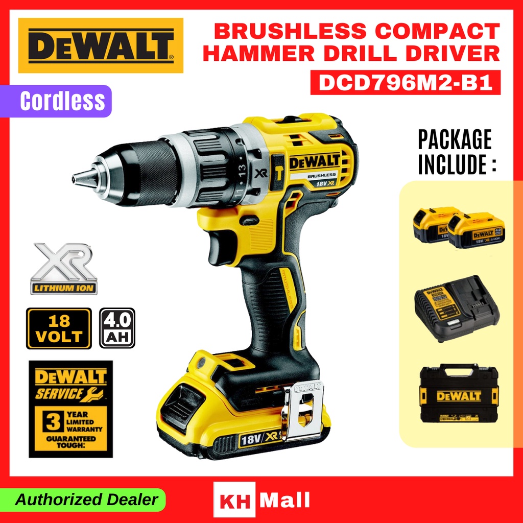 DEWALT DCD796M2-B1 18V XP Cordless Brushless Compact Hammer Drill ...
