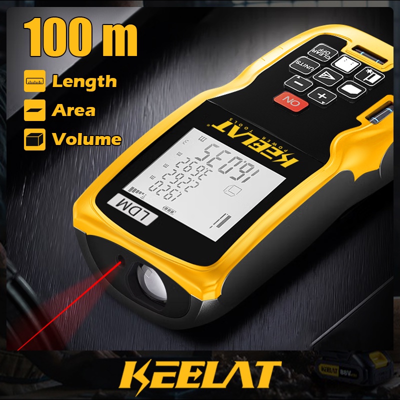 KEELAT Digital Laser Distance Meter 100m Rangefinder Ruler Range Finder ...