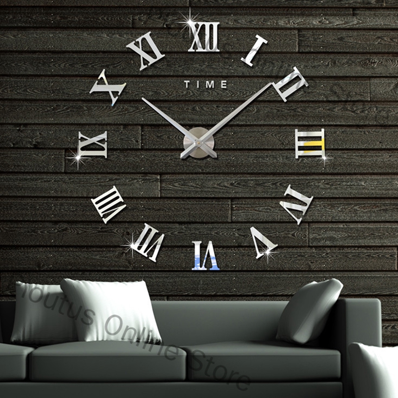 Ploutus Online Store Fashionable Roman Numeral Wall Clock DIY Wall ...