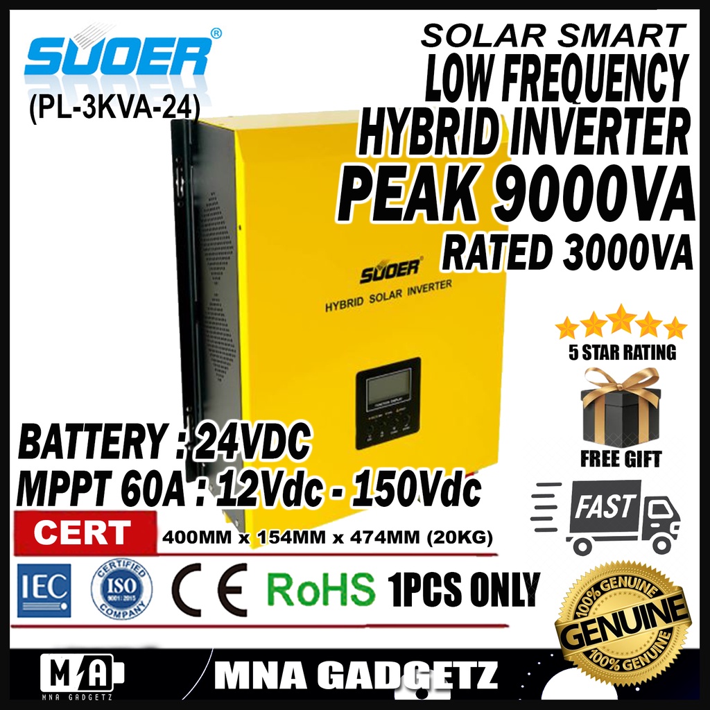 HYBRID INVERTER SOUER PL 1500W - 5000W 12V 24V 48V LOW FREQUENCY SOLAR ...