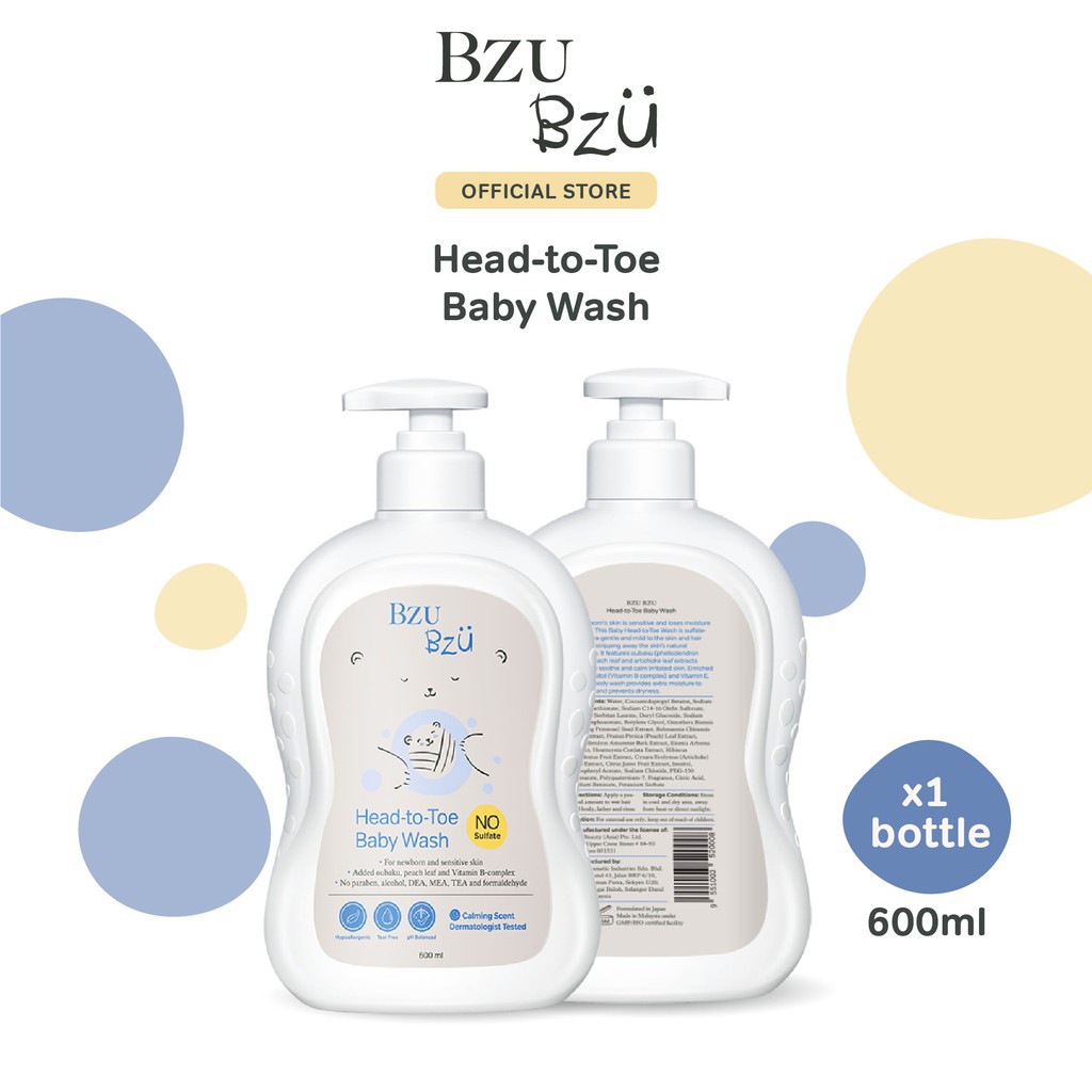 BZU BZU Baby Moisturizing Pack - Head to Toe Baby Wash (600ml) + Baby ...