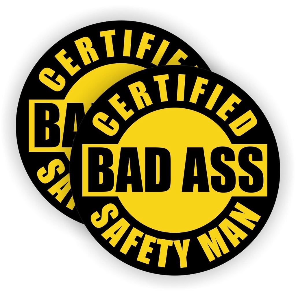 1Pair Bad Ass Safety Man Hard Hat Stickers / Helmet Decals Labels ...