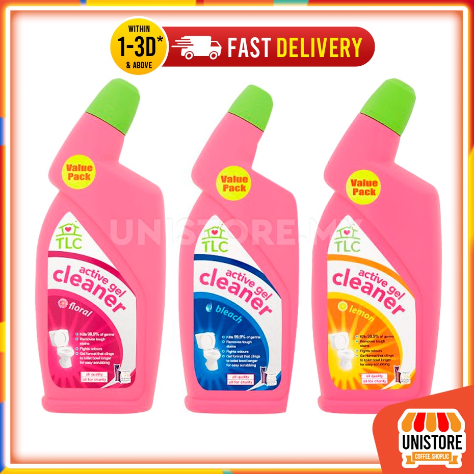 TLC Active Gel Toilet Bowl Cleaner Floral / Bleach / Lemon 2 x 500ml ...