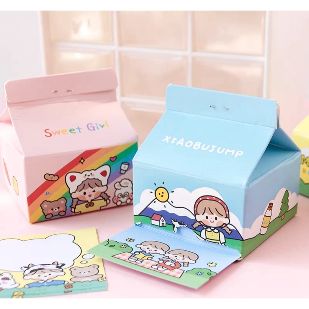 Ins Trendy Creative Milk Carton Notepad 100 pcs | Shopee Malaysia