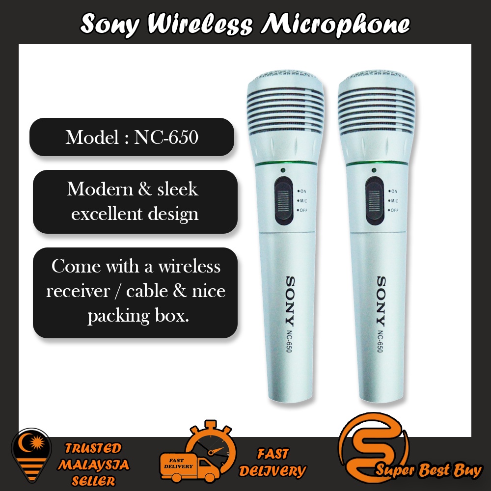 Sony 2 In 1 Wireless & Wired Mic Microphone / Mikrofon Sony Berwayar ...