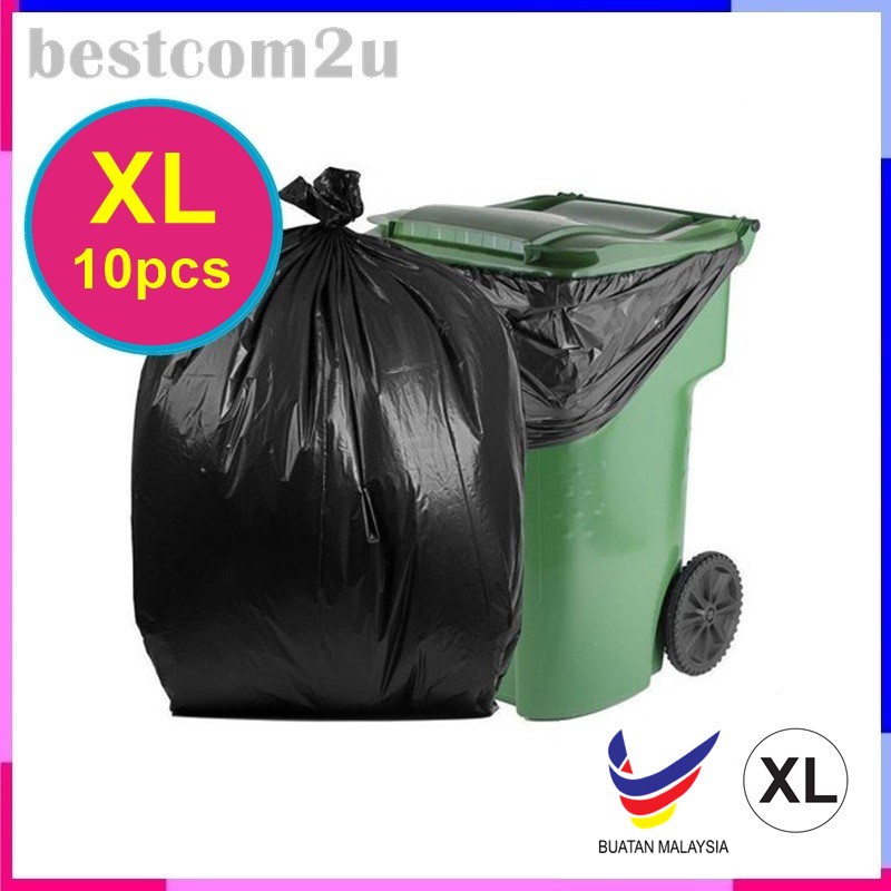 🔥 Black Garbage Bag Plastik Sampah Hitam Size XL (10pcs) | Shopee Malaysia