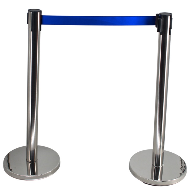 Stainless Steel Queue Up Stand 1Set Retractable Belt Barrier Pole ...