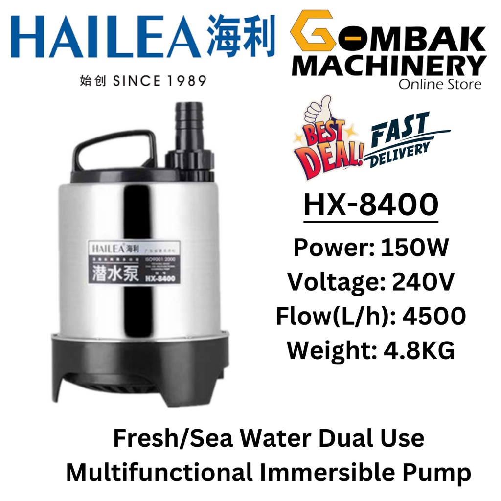 HAILEA HX-8400 Fresh/Sea Water Dual Use Multifunctional Immersible Pump ...