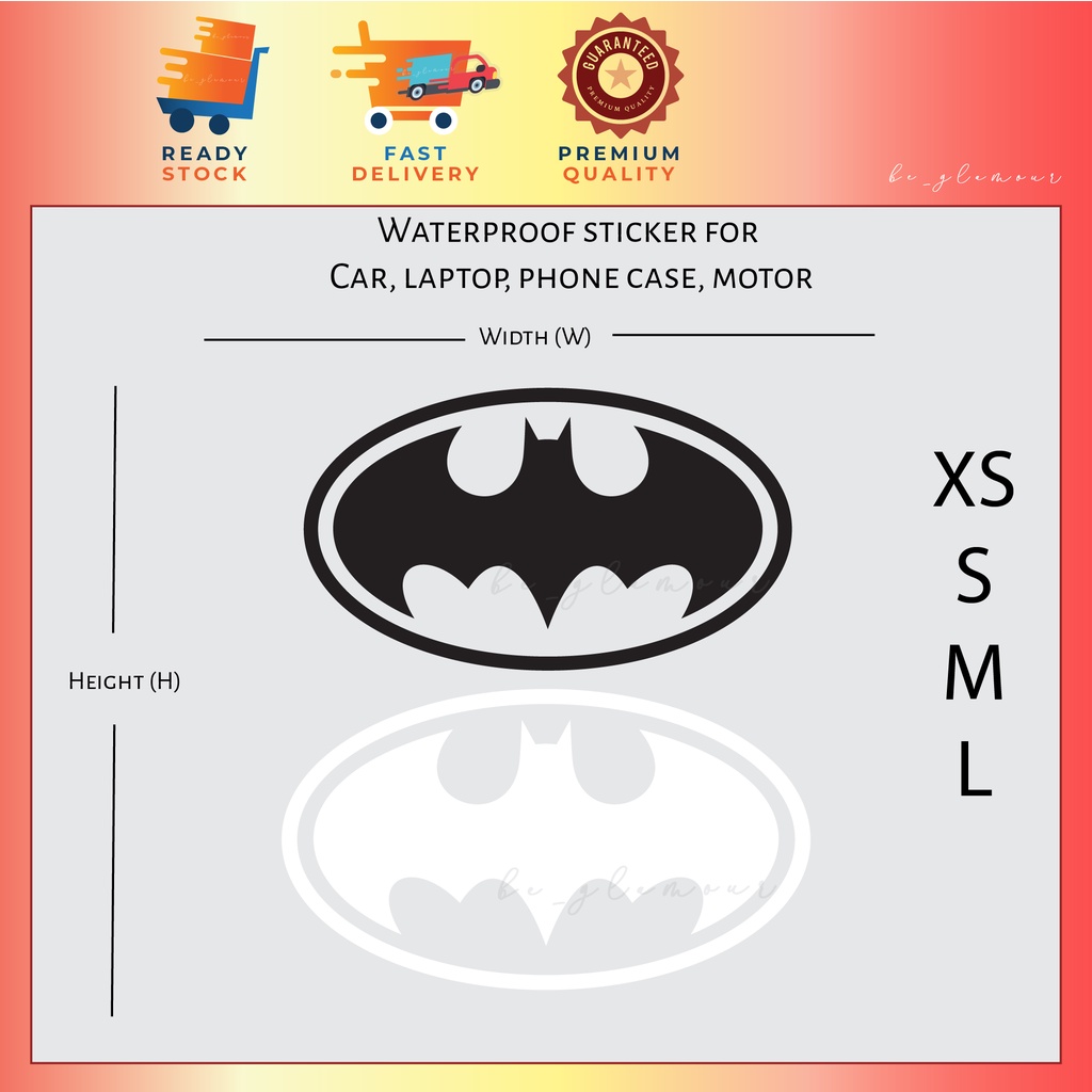 Batman Reflective Stickers dark knight DC sticker kereta waterproof car ...