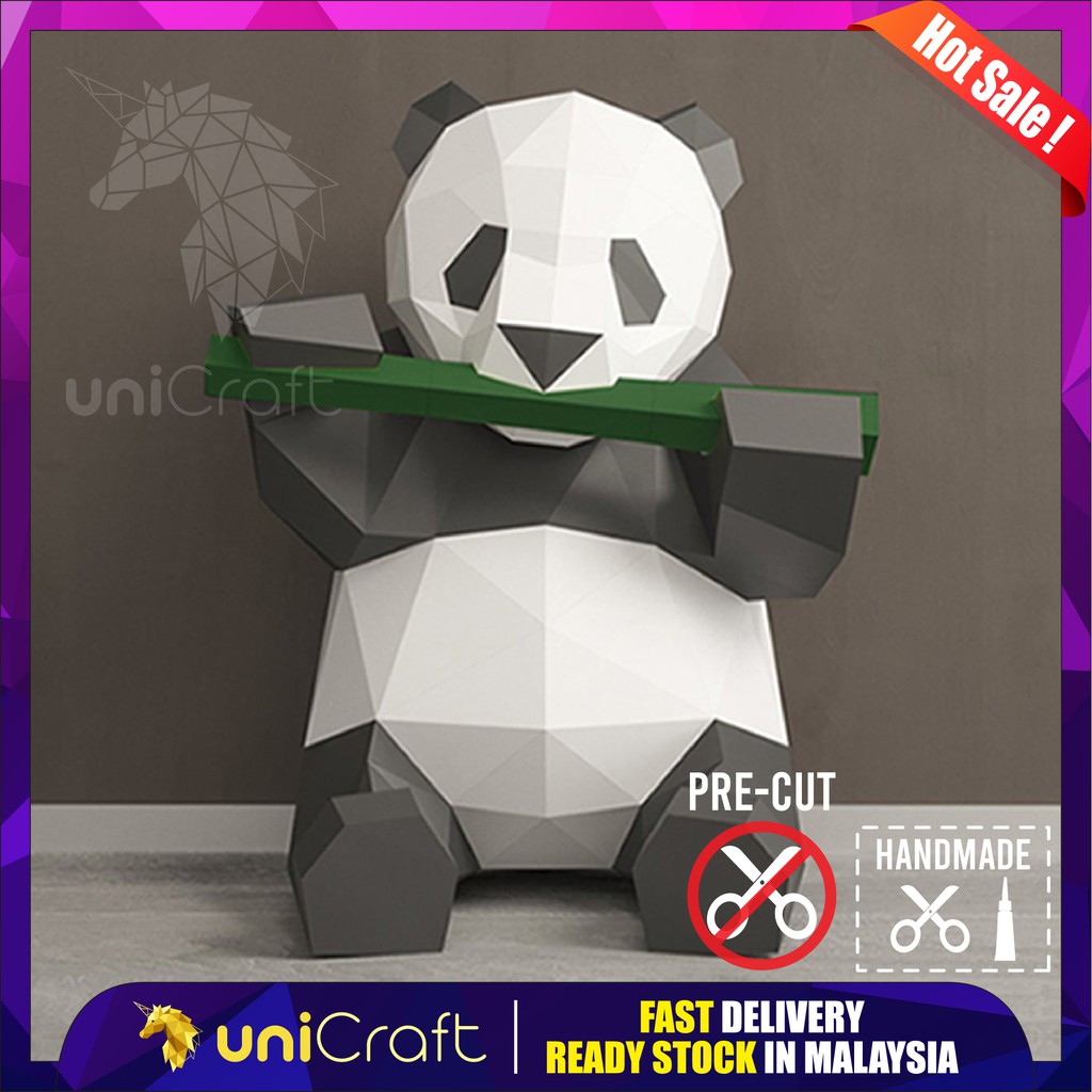 UNICRAFT Panda D Handmade DIY 3D Paper Craft Art Poly Gift Toy Comel ...
