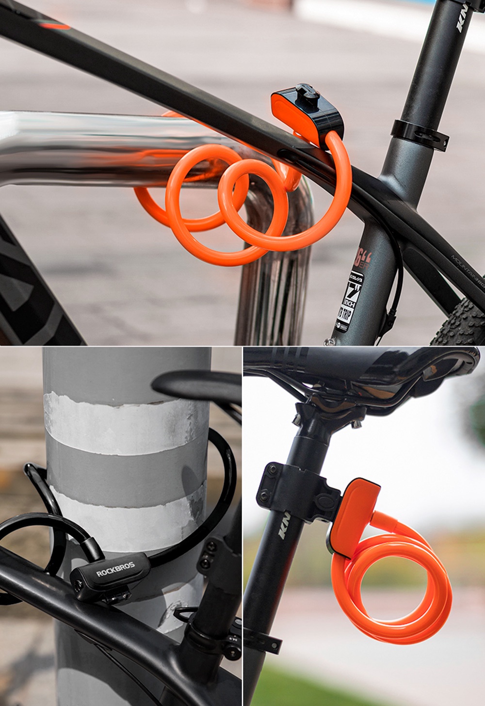 【MY Delivery】ROCKBROS Bike Lock Portable Anti-theft Ring Lock MTB Road ...