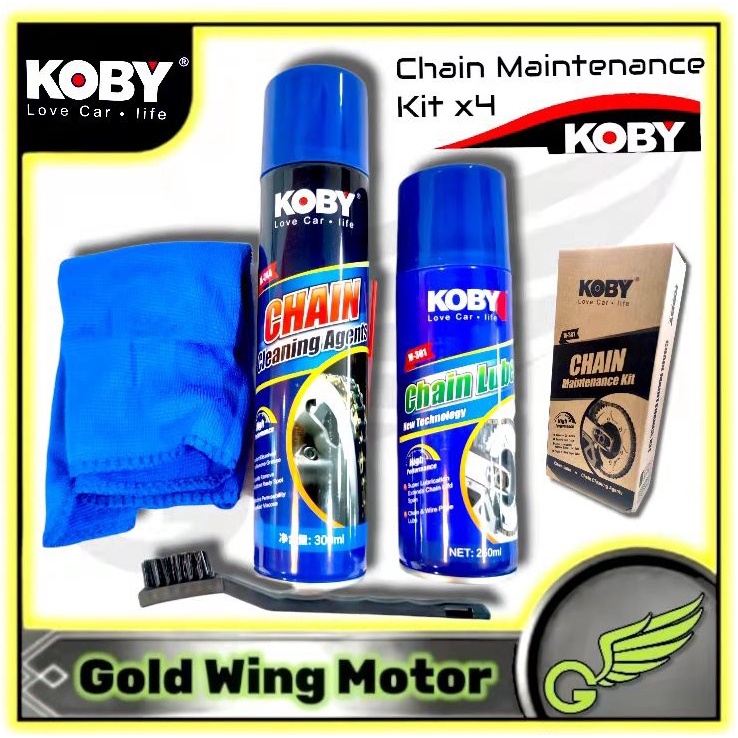 KOBY CHAIN MAINTENANCE KIT 4 IN 1 CHAIN LUBE CHAIN CLEANER Spray Minyak ...