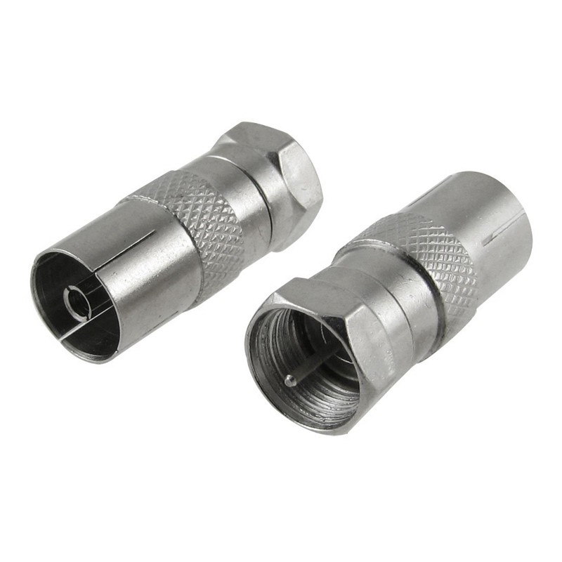 5 Pcs Silver Tone PAL Female to F Male TV RF Coaxial Adapter Connector ...