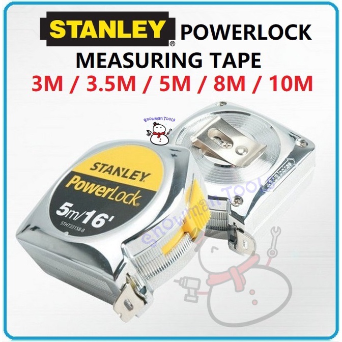 STANLEY POWERLOCK MEASURING TAPE 3M 3.5M 5M 8M 10M UKURAN TAPE RULER ...
